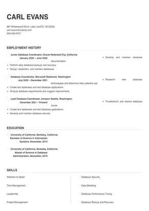 Database Coordinator Resume Sample & Tips | Online Resume Builder