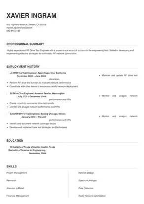 Rf Drive Test Engineer Resume Sample & Tips | Online Resume Builder